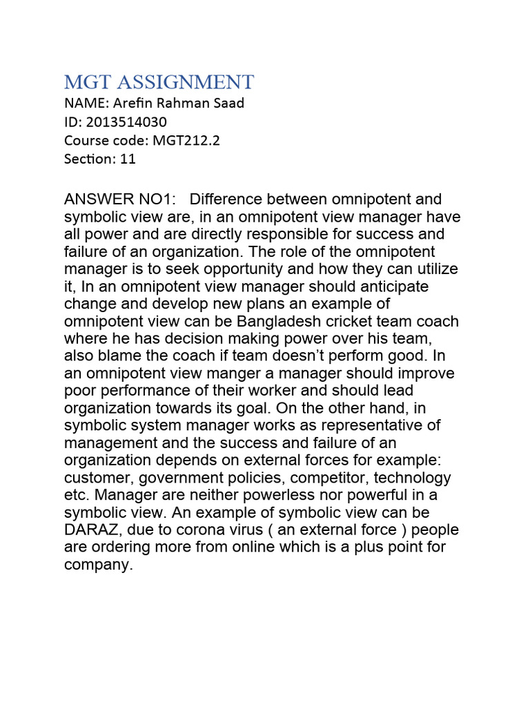 MGT Assignment | PDF | Outsourcing | Multinational Corporation