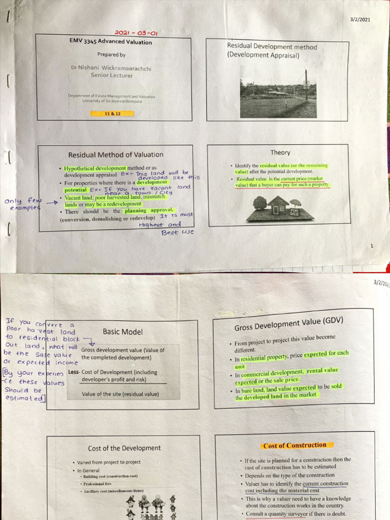 Residual Method of Valuation | PDF