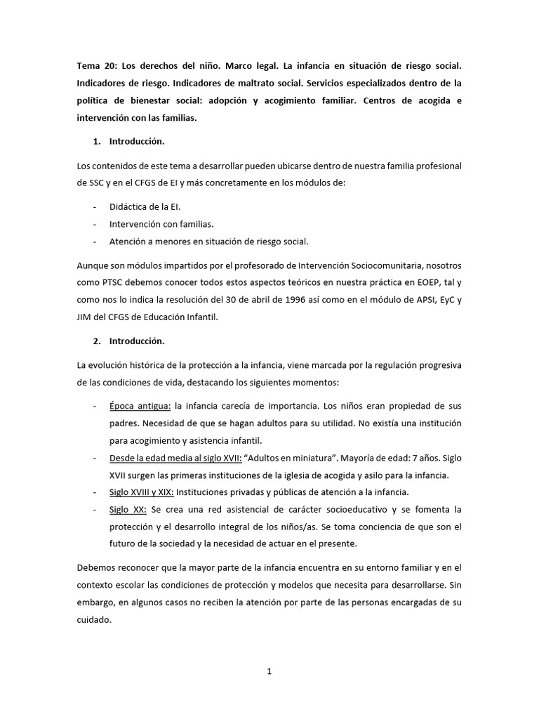 Tema 20. | PDF | Abuso infantil | Adopción