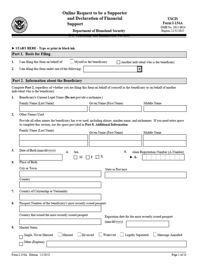 I-134a Eng Four Pages | PDF | Zip Code | United States Postal Service