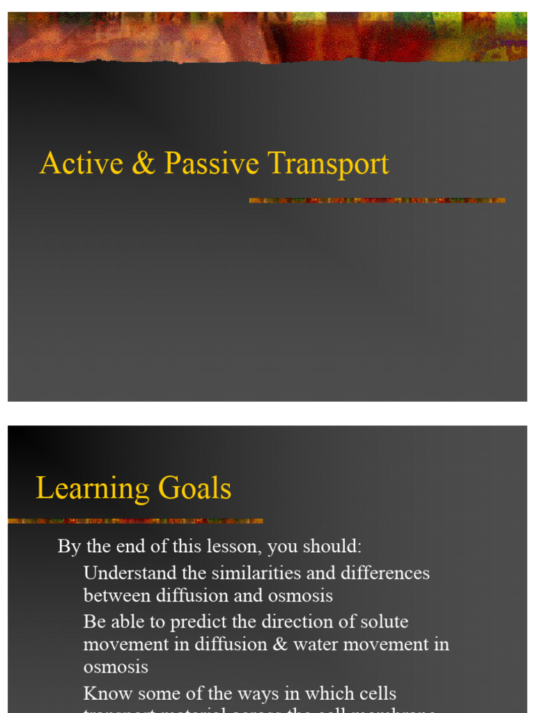 Active and Passive Transport Overview | PDF | Cell Membrane | Osmosis