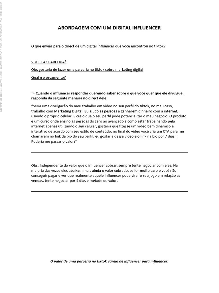 Script Com Influencer No Tiktok | PDF | Marketing