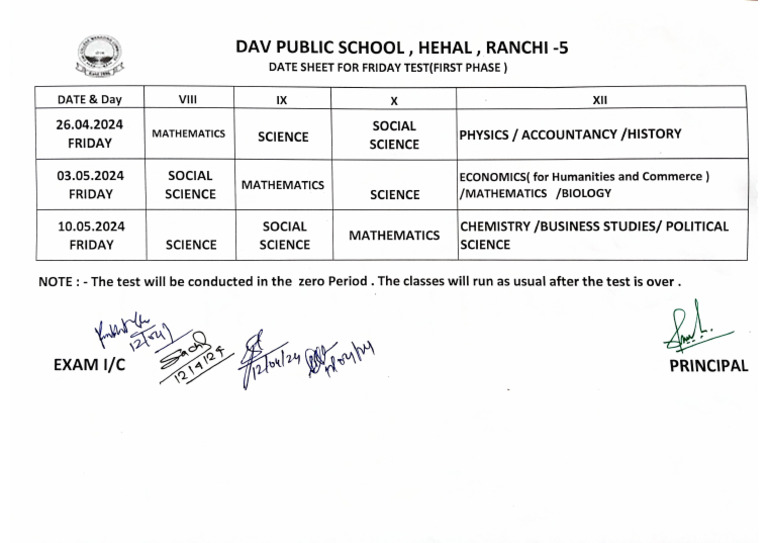 Friday Test For Viii To X &xii | PDF