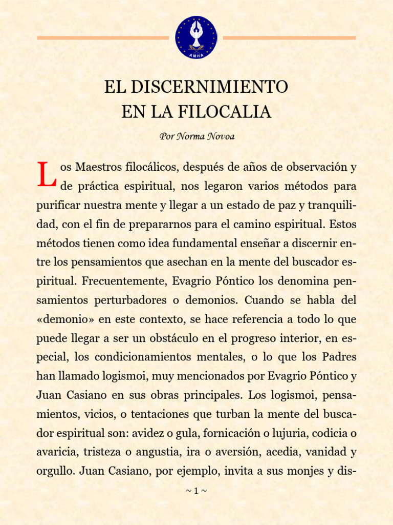 El Discernimiento en La Filocalia | PDF | Oración
