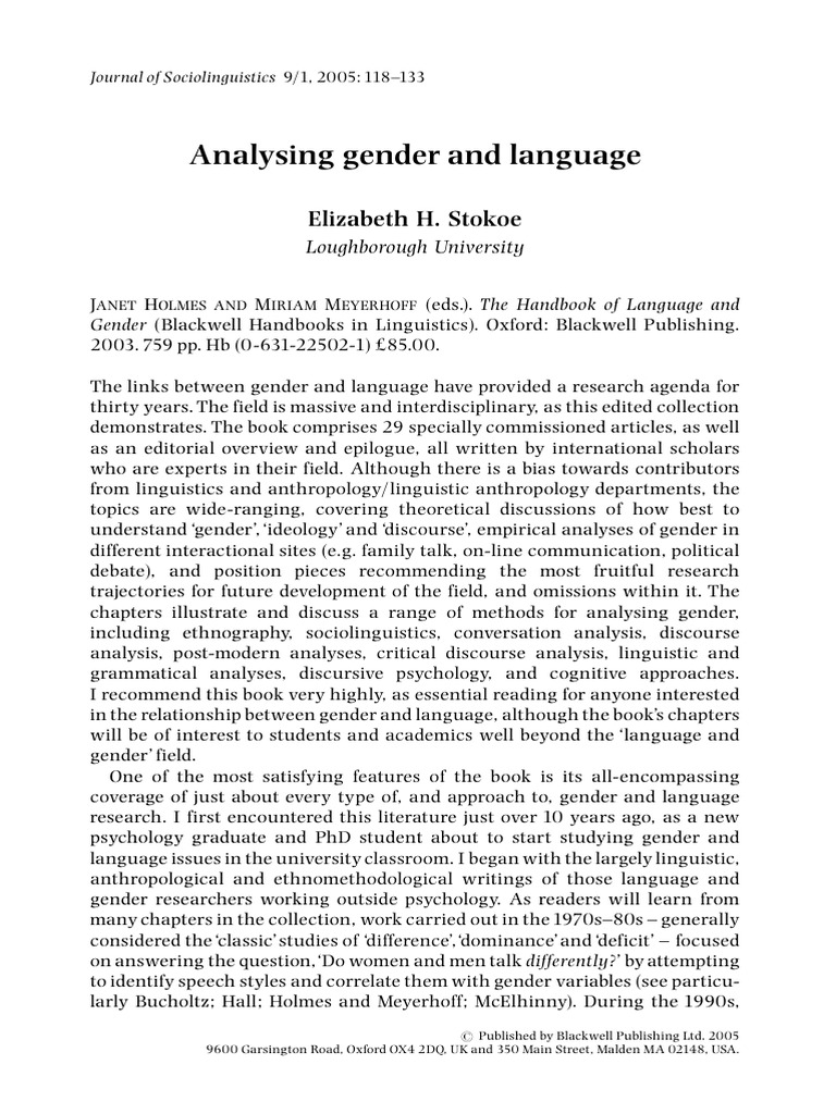 Analysing Gender and Language | PDF | Gender | Gender Studies