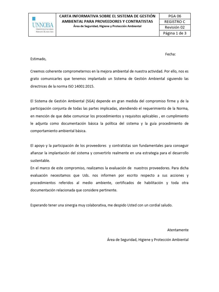 Carta-Informativa-1 ISO 14001 | PDF | Entorno natural