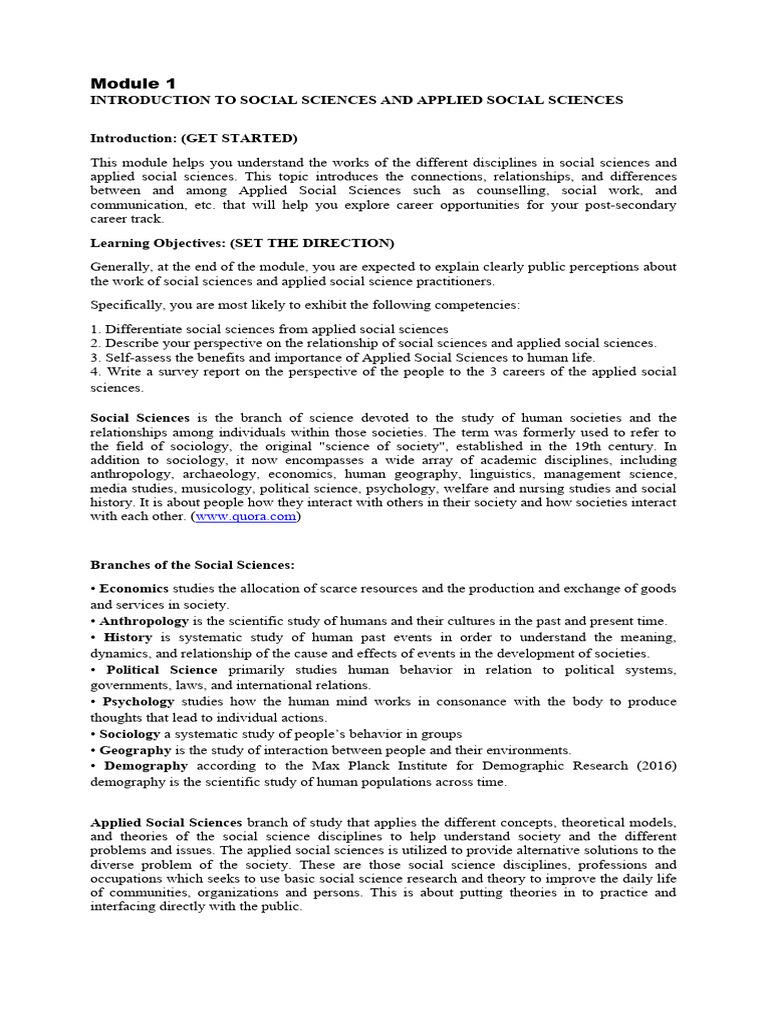 DIASS (Module 1) | PDF | Social Sciences | Science