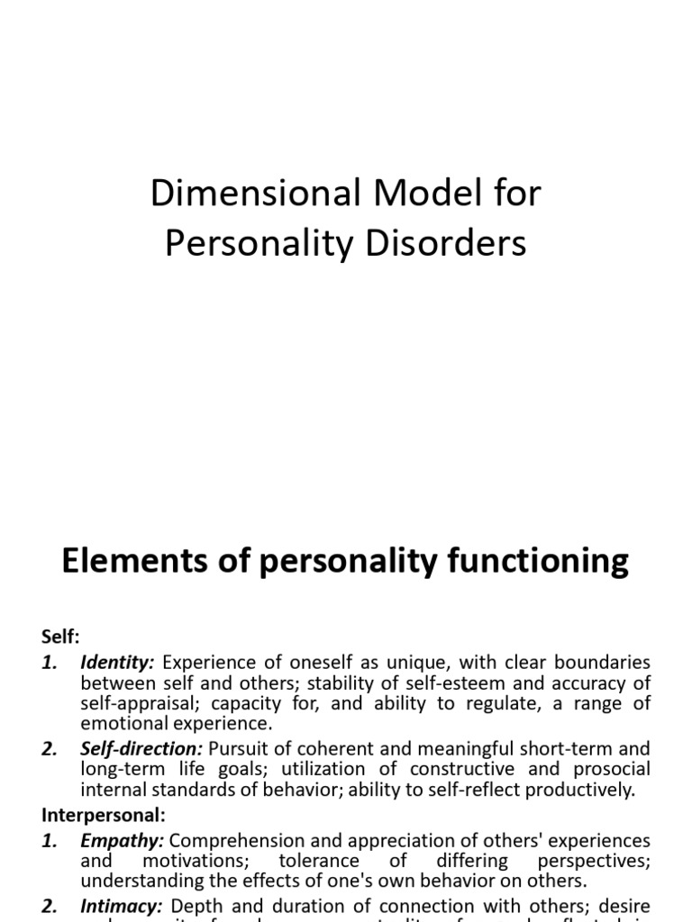 Personality Disorders PART II DSM V Dimensional Model | PDF ...