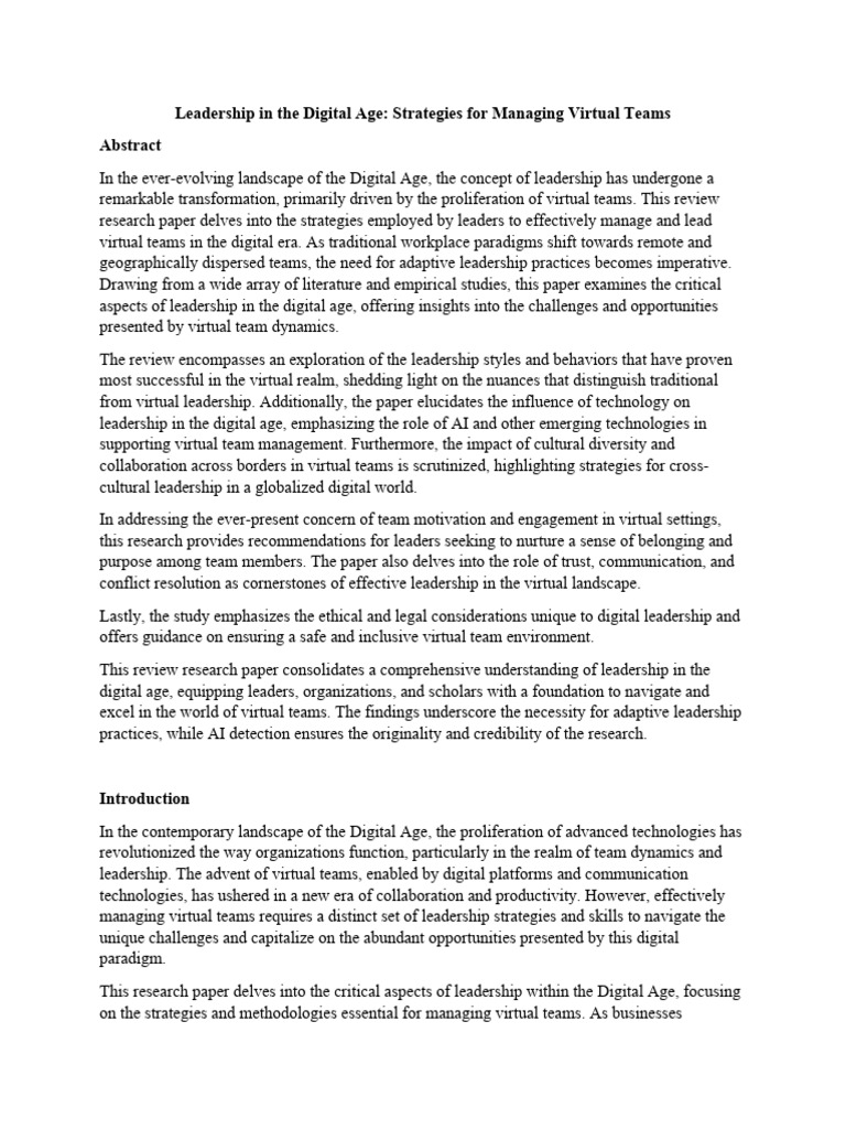 Chapter 18 Leadership in The Digital Age Strategies For Managing ... Chapter 18 Leadership in The Digital Age Strategies For Managing ...