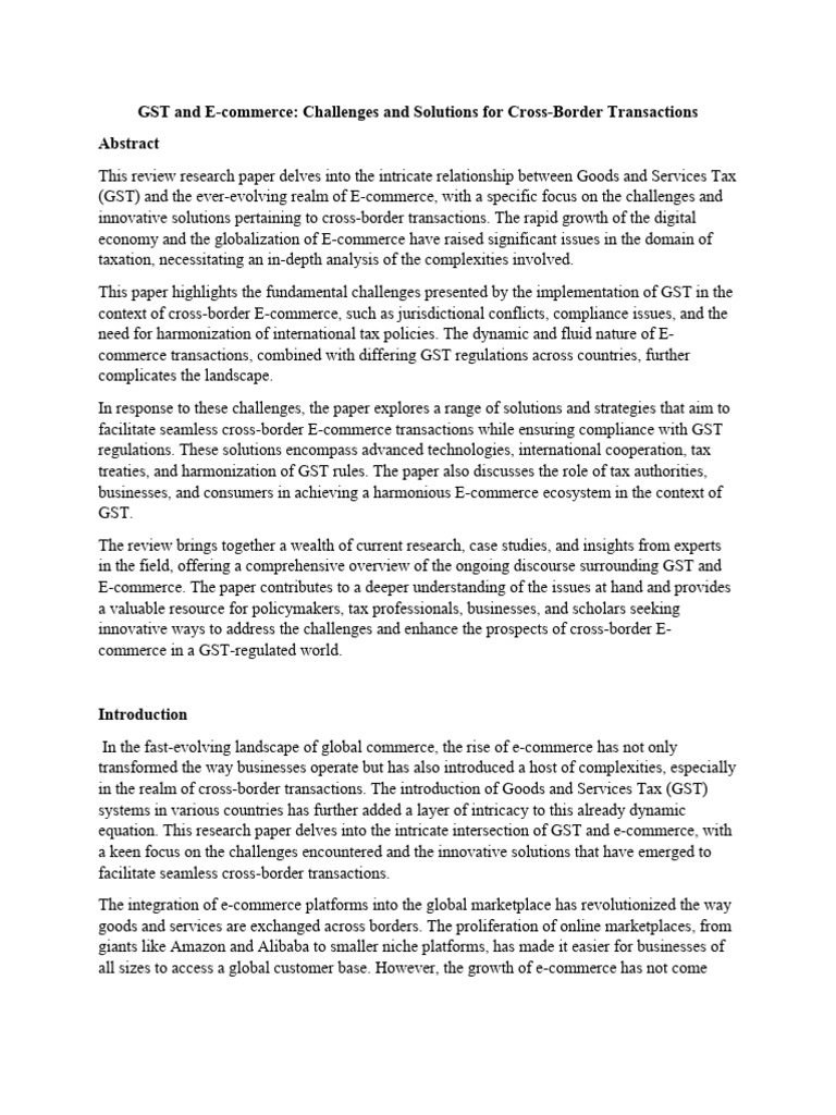 GST Challenges in Cross-Border E-Commerce | PDF | E Commerce | Taxes