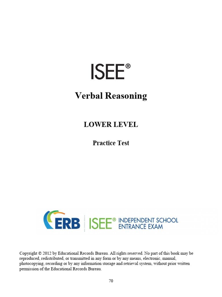 ISEE Lower Level Test 1 ERB Grades 5 6 | PDF | Underground Railroad ...