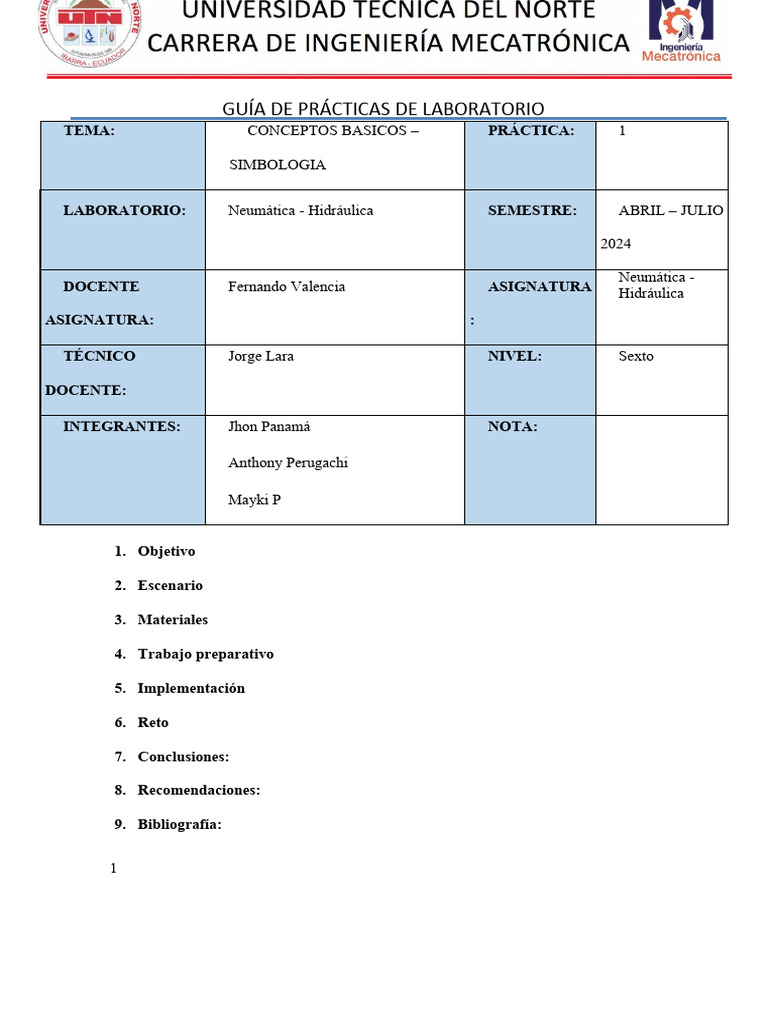 Guía de Prácticas: Neumática e Hidráulica | PDF | Evaluación | Laboratorios