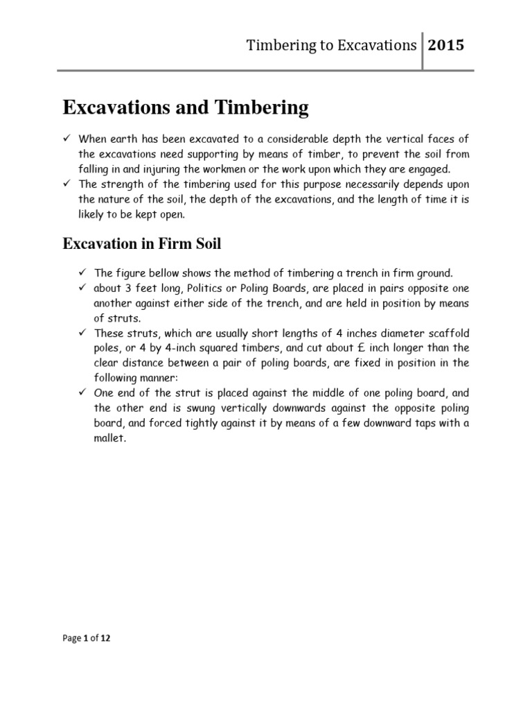 Excavation & Timbering | PDF | Deep Foundation | Tunnel