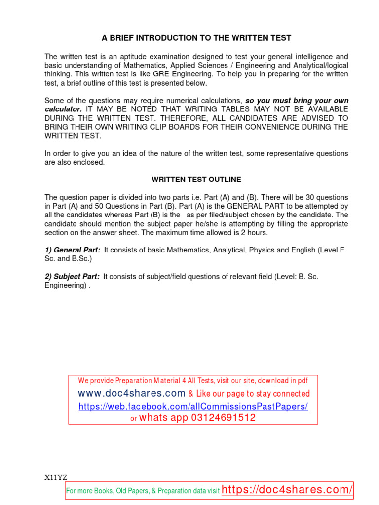 Atomic Energy PAEC Sample Papers pdf | PDF | Transformer | Inductance
