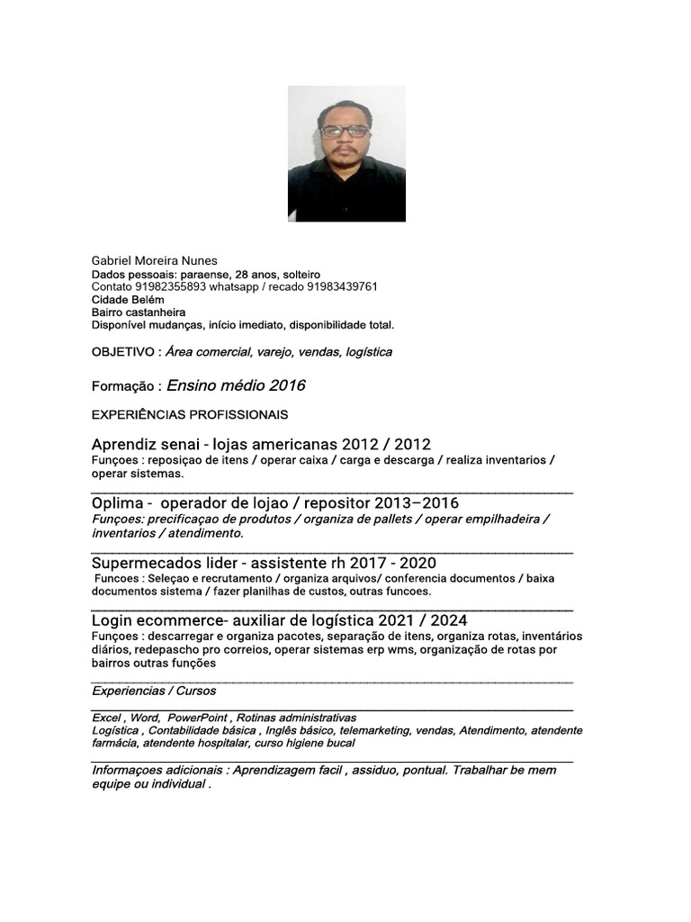 CV Gabriel Logística | PDF