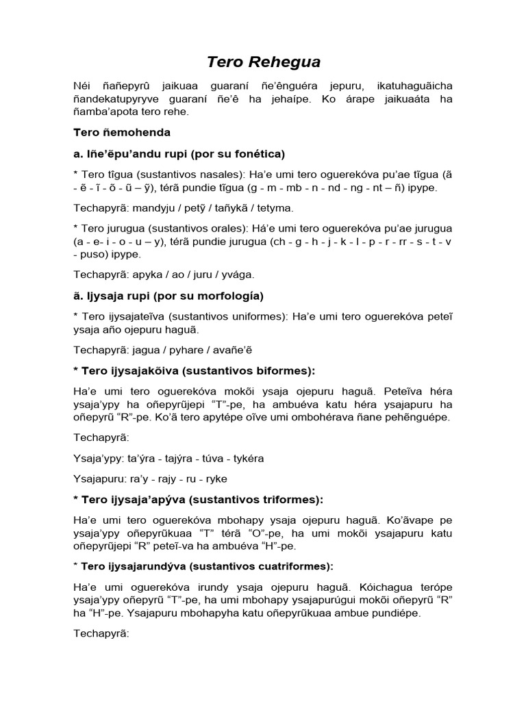 Tero Rehegua GUARANI | PDF