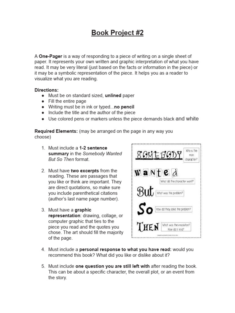 Creating a One-Pager for Book Projects | PDF