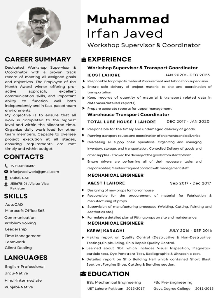 Workshop Supervisor & Coordinator Resume | PDF | Nondestructive Testing ...
