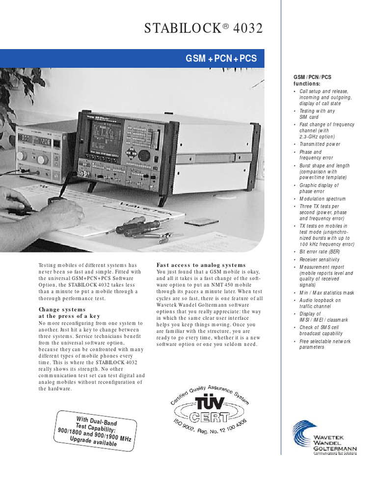 STABILOCK 4032 Mobile Test Set | PDF | Mobile Phones | Electronics