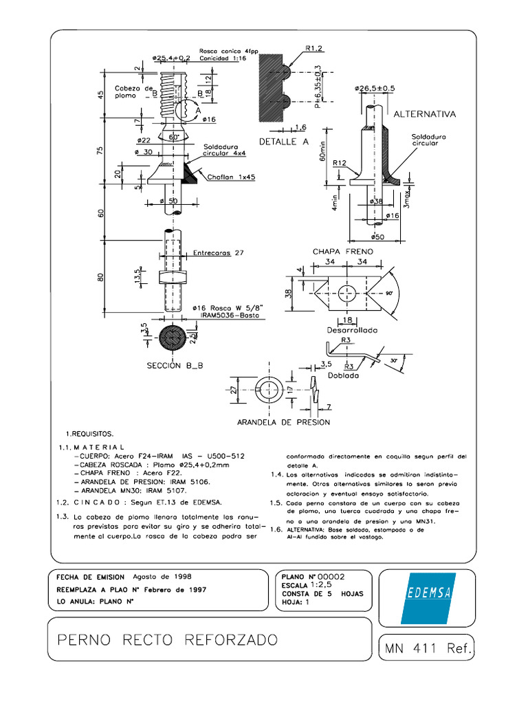 Perno Recto Reforzado 00020105 | PDF