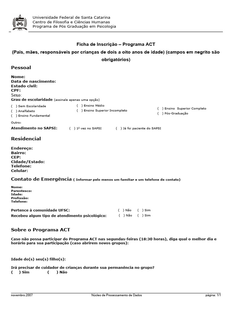 Ficha ACT Online | PDF