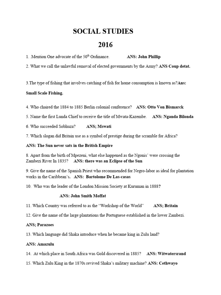 Social Studies Quiz (1) - 1 | PDF | River | Lake