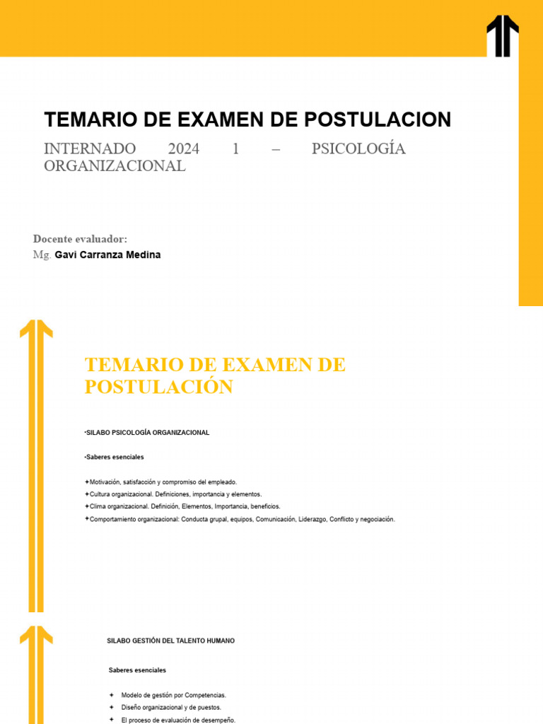Temario de Examen de Postulacion Área Organizacional 2024 | PDF | Relaciones personales, crianza ...