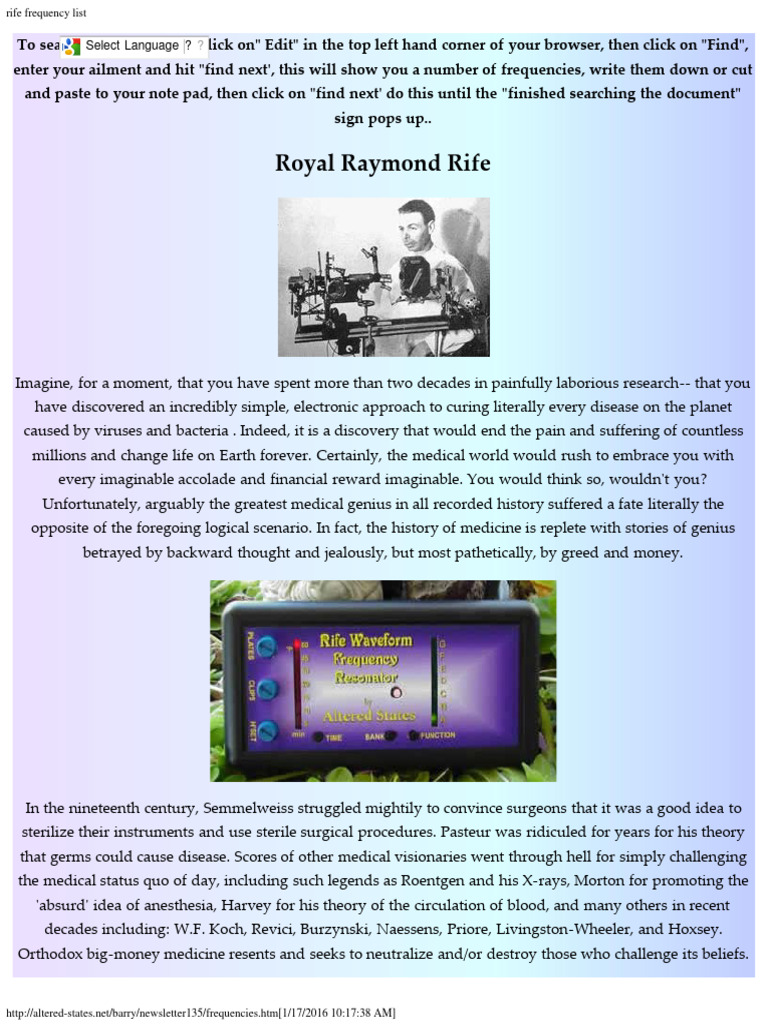 Rife's Revolutionary Frequencies | PDF | Light | Electromagnetic Radiation