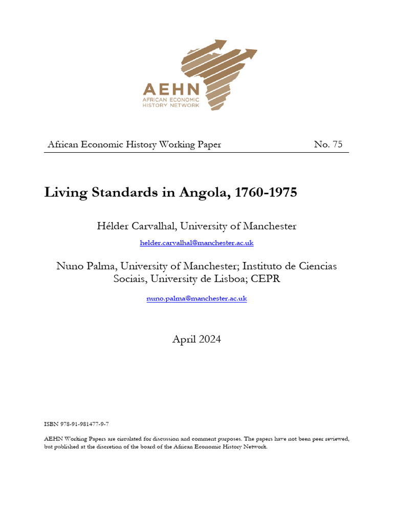 Living Standards in Angola, 1760-1975 | PDF | Cost Of Living | Labour ...