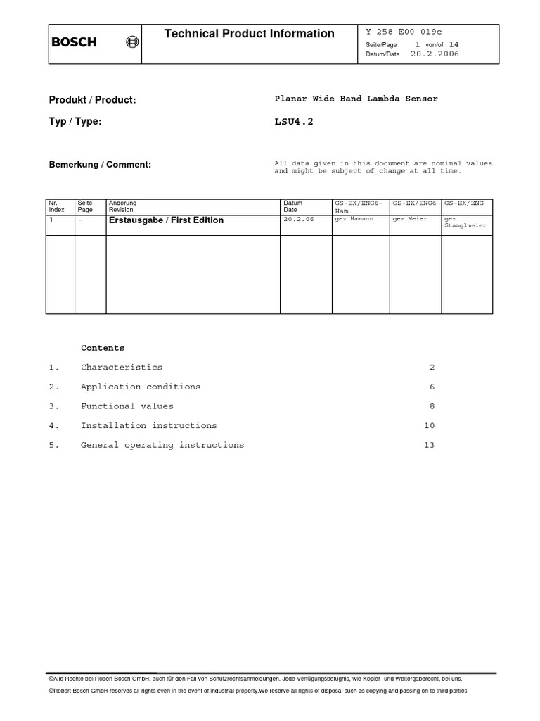 Bosch LSU4.2 Lambda Sensor Guide | PDF | Electrical Resistance And Conductance | Electrical ...