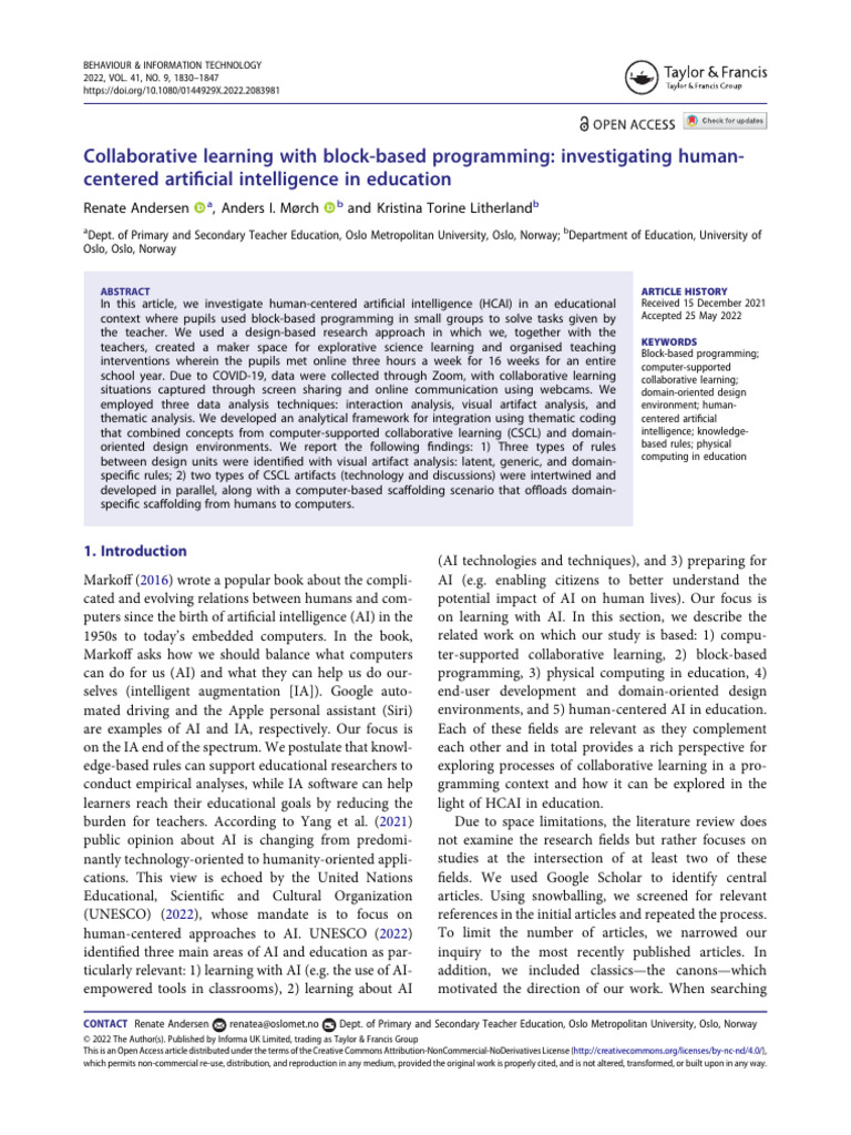 Collaborative Learning With Block-Based Programming - Investigating ...