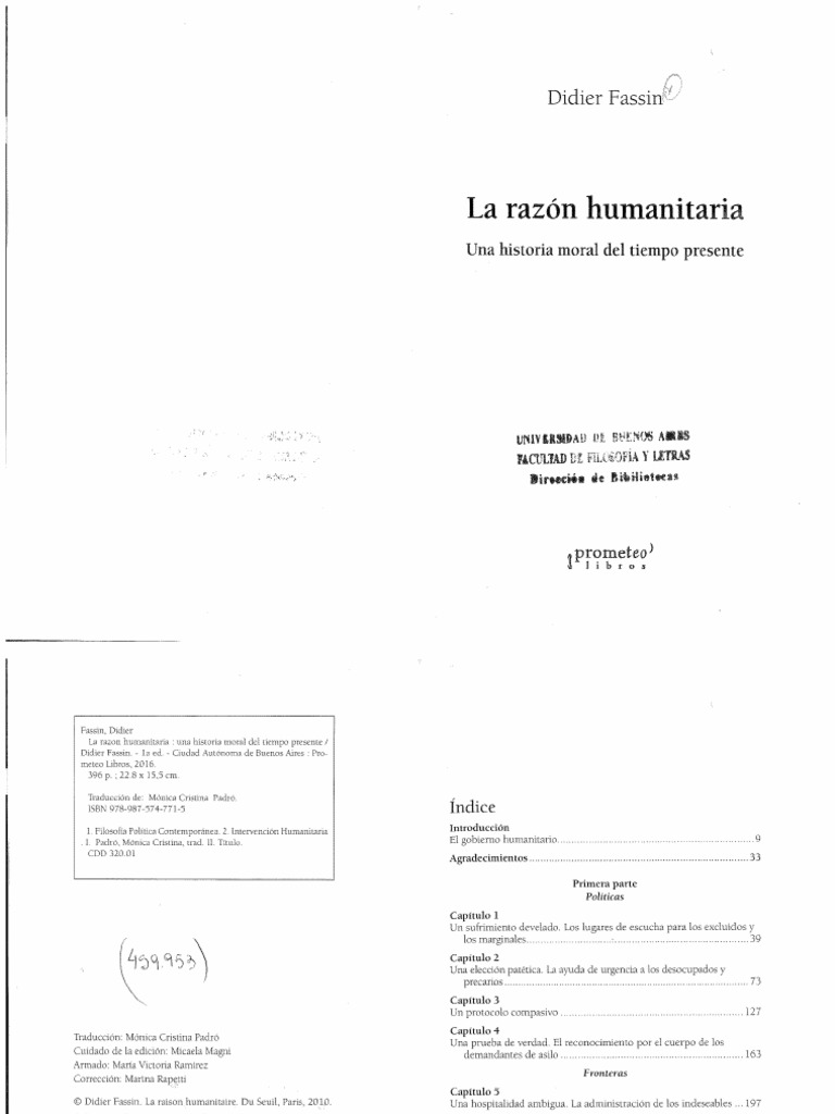 Fassin, Didier (2016) - "Introducción". La Razón Humanitaria | PDF