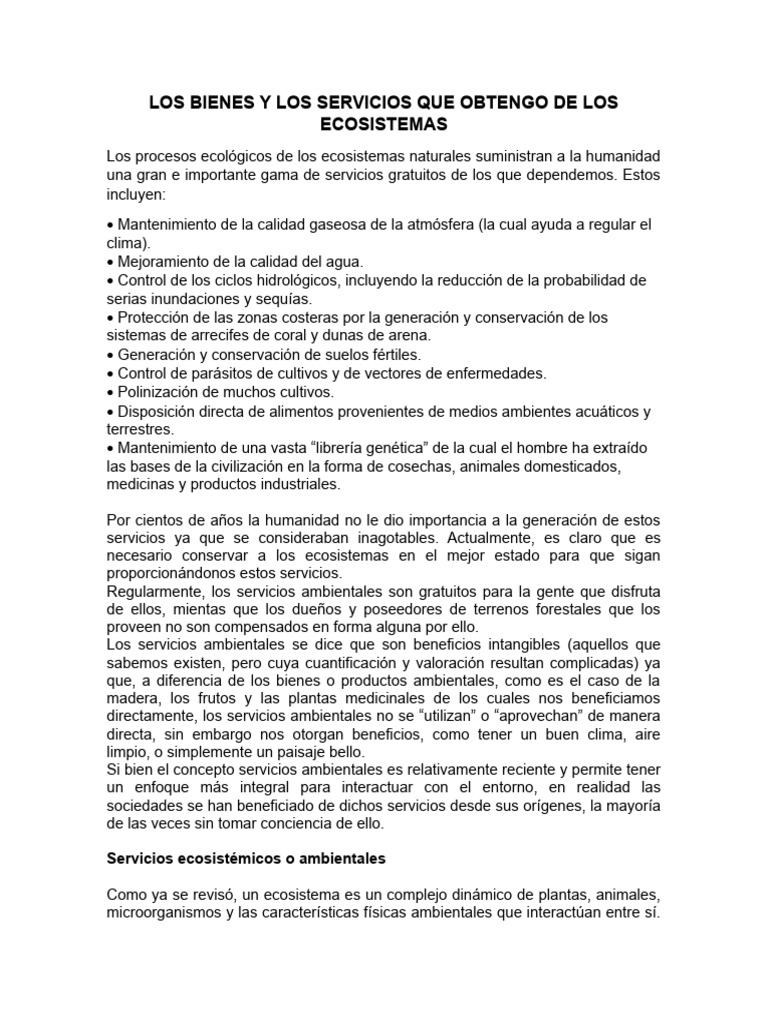 Lec3 - P2 - Los Bienes y Los Servicios Que Obtengo de Los Ecosistemas | Descargar gratis PDF ...