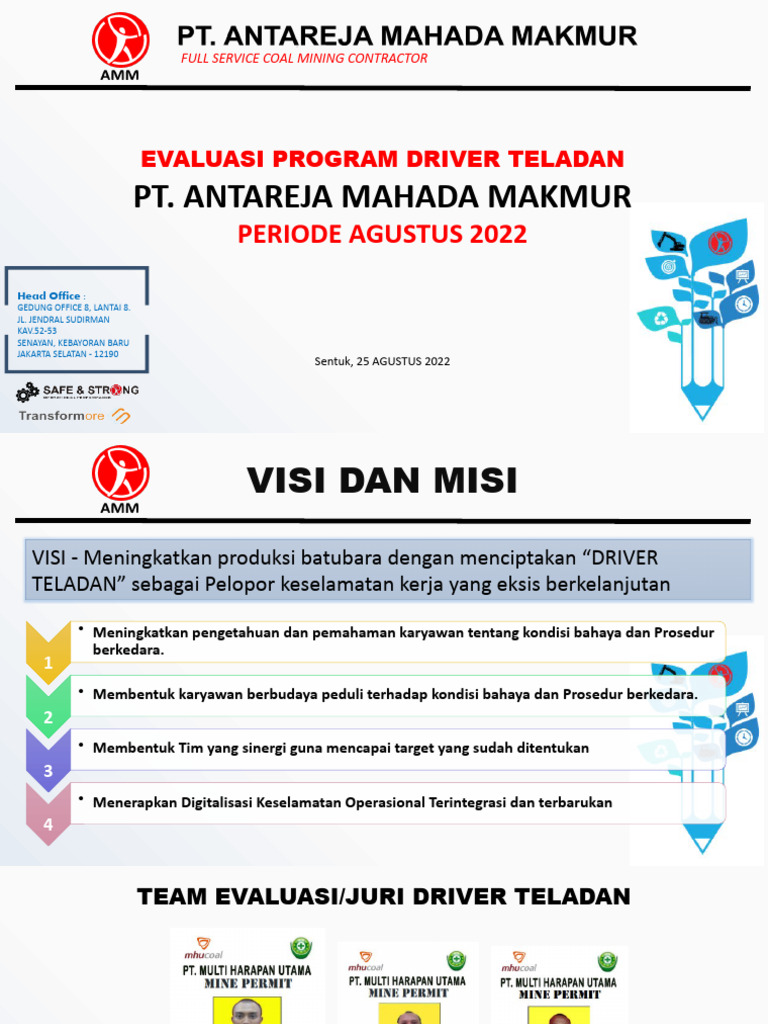 Evaluasi Driver Teladan Agustus 2022 PT. AMM | PDF