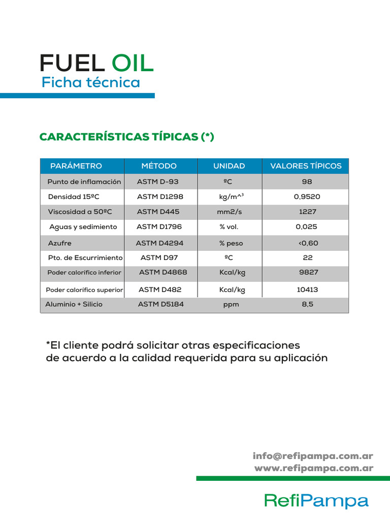 REFIPAMPA Ficha Tecnica Fuel Oil | PDF