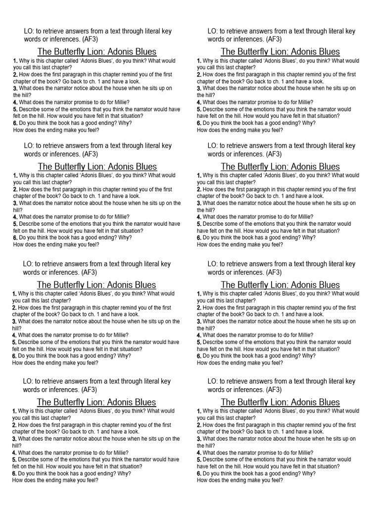 Analyzing 'Adonis Blues' Chapter | PDF | Language Arts & Discipline ...