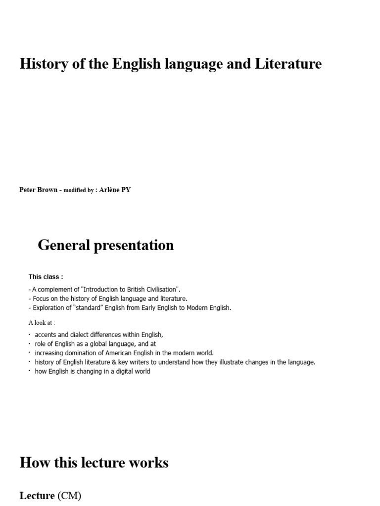 CM 1 - History of The Eng Lang Lit | PDF | English Language | English ...
