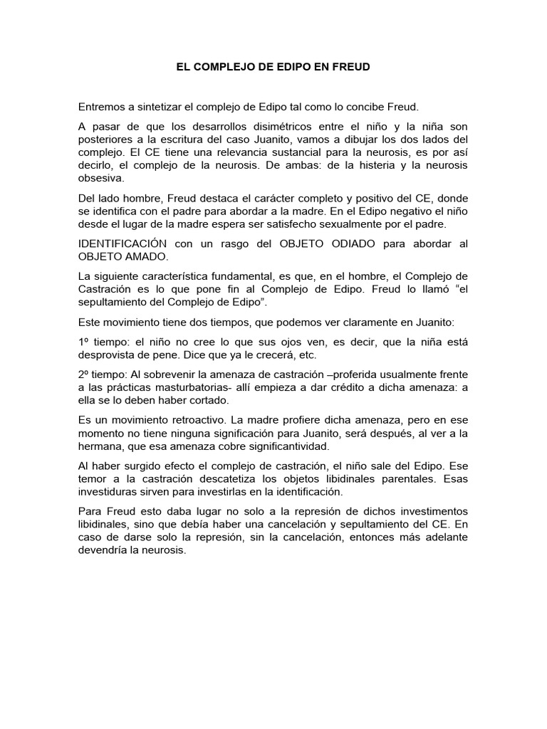 EL COMPLEJO DE EDIPO EN FREUD | PDF | Complejo de Edipo | Sigmund Freud