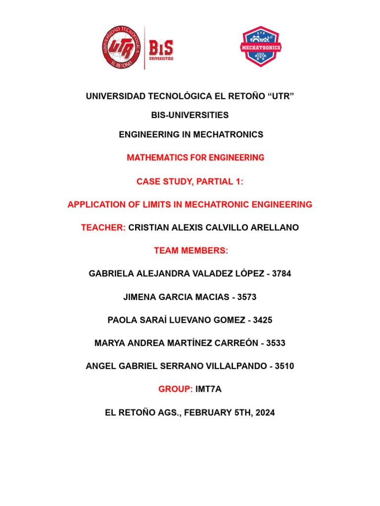 Case Study, Partial 1 Application of Mathematics For Engineering in ...