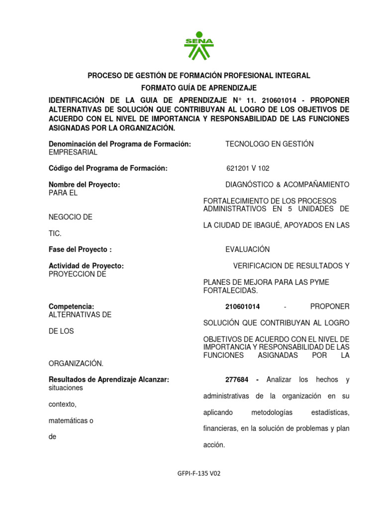 5.1 Guia Proponer Alternativas de Solución | PDF | Presupuesto | Business