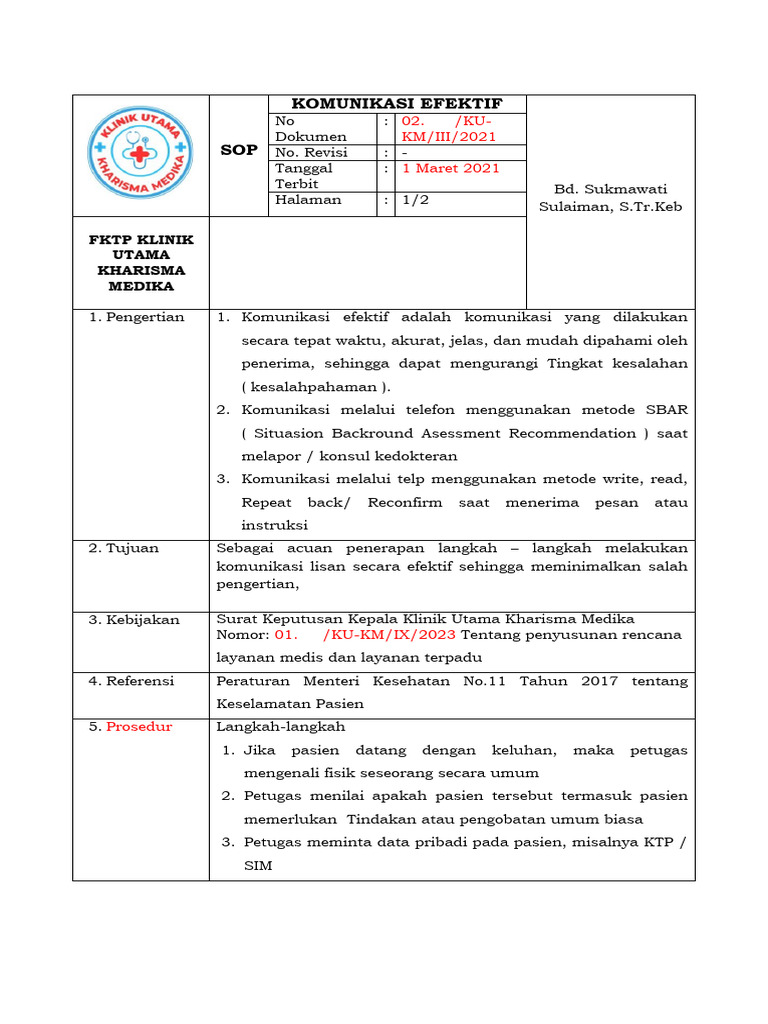 2.2.2 Spo Komunikasi Efektif | PDF