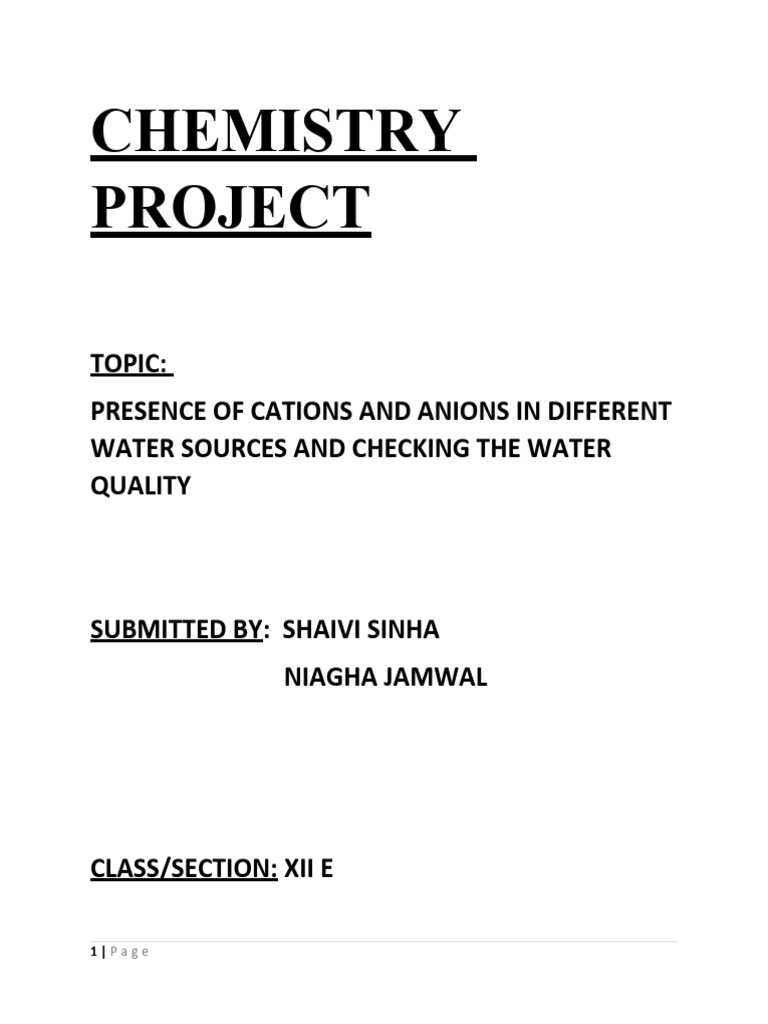 Water Quality Project | PDF | Water Purification | Water