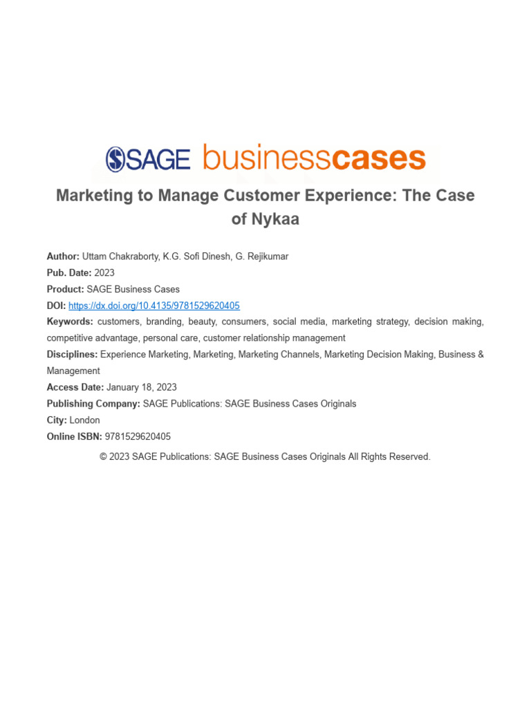 Marketing To Manage Customer Experience Case - Marketing ...