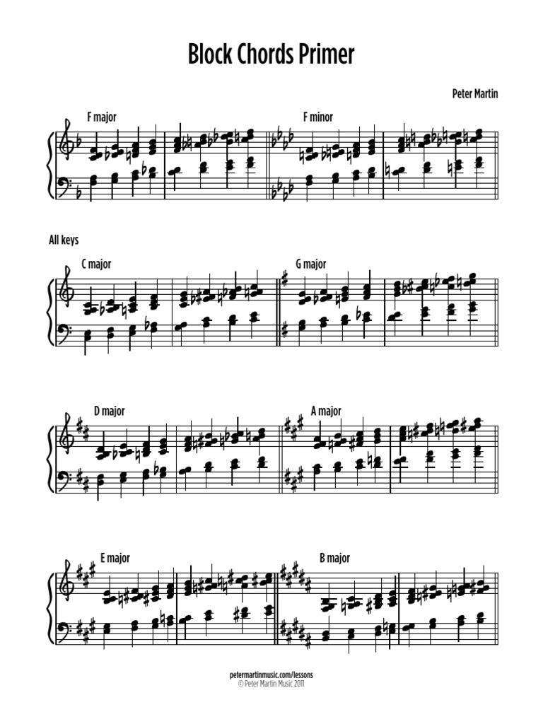 Block Chords Primer Sheet Music | PDF | Music Theory | Musical Compositions