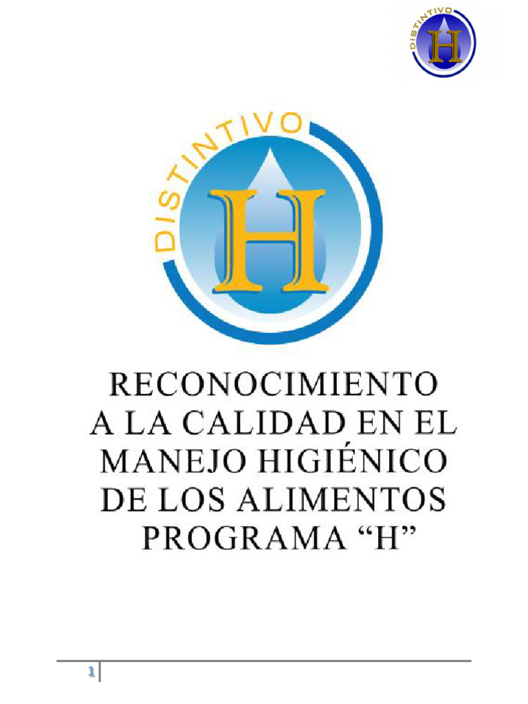 Manual Distintivo H | PDF | Alimentos | Enfermedades transmitidas por alimentos