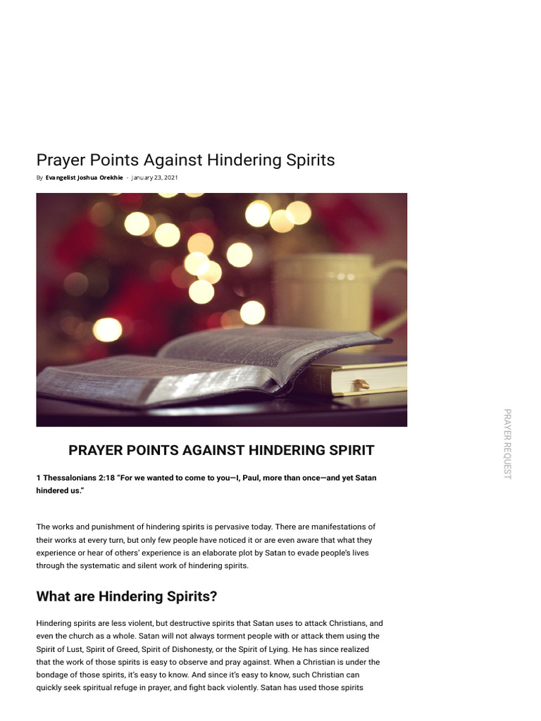 Prayer Points Against Hindering Spirit | PDF | Prayer | Religious ...