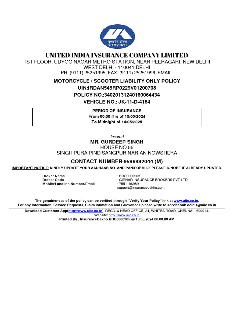 Get Policy Document | Download Free PDF | Indemnity | Insurance