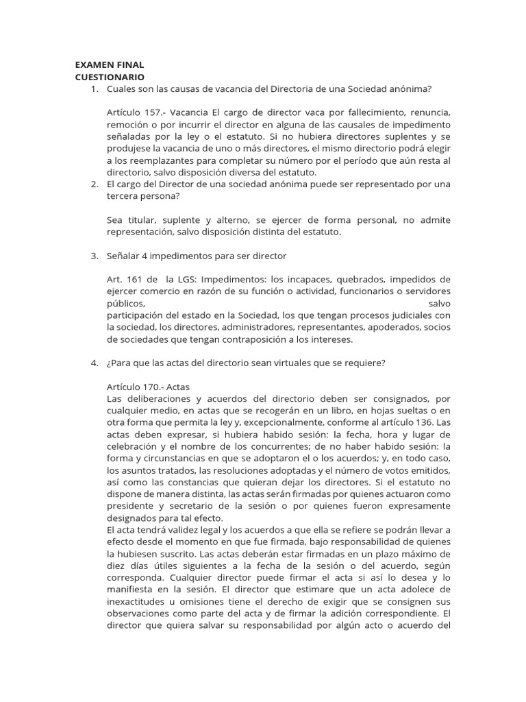 Ex. Final D. Empresarial | PDF | Sociedad