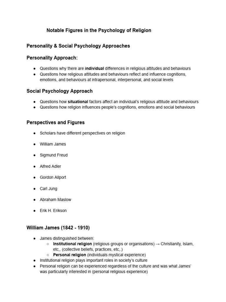 (Psychology, Religion) Notable Figures in The Psychology of Religion ...