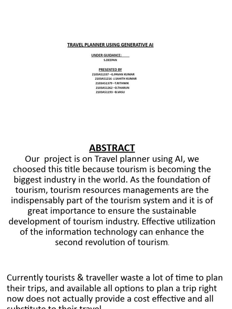 Travel Planner Using Generative Ai | PDF | Tourism | Web Application
